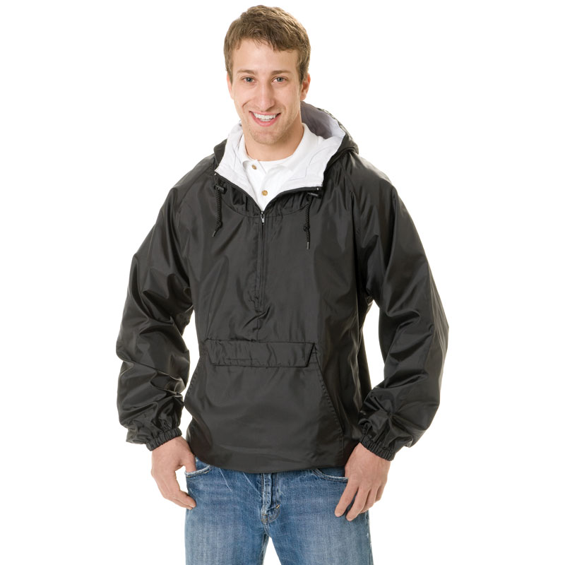 Wasatch Tee Nylon taffeta shell w/half front zipper and drawstring hood ...